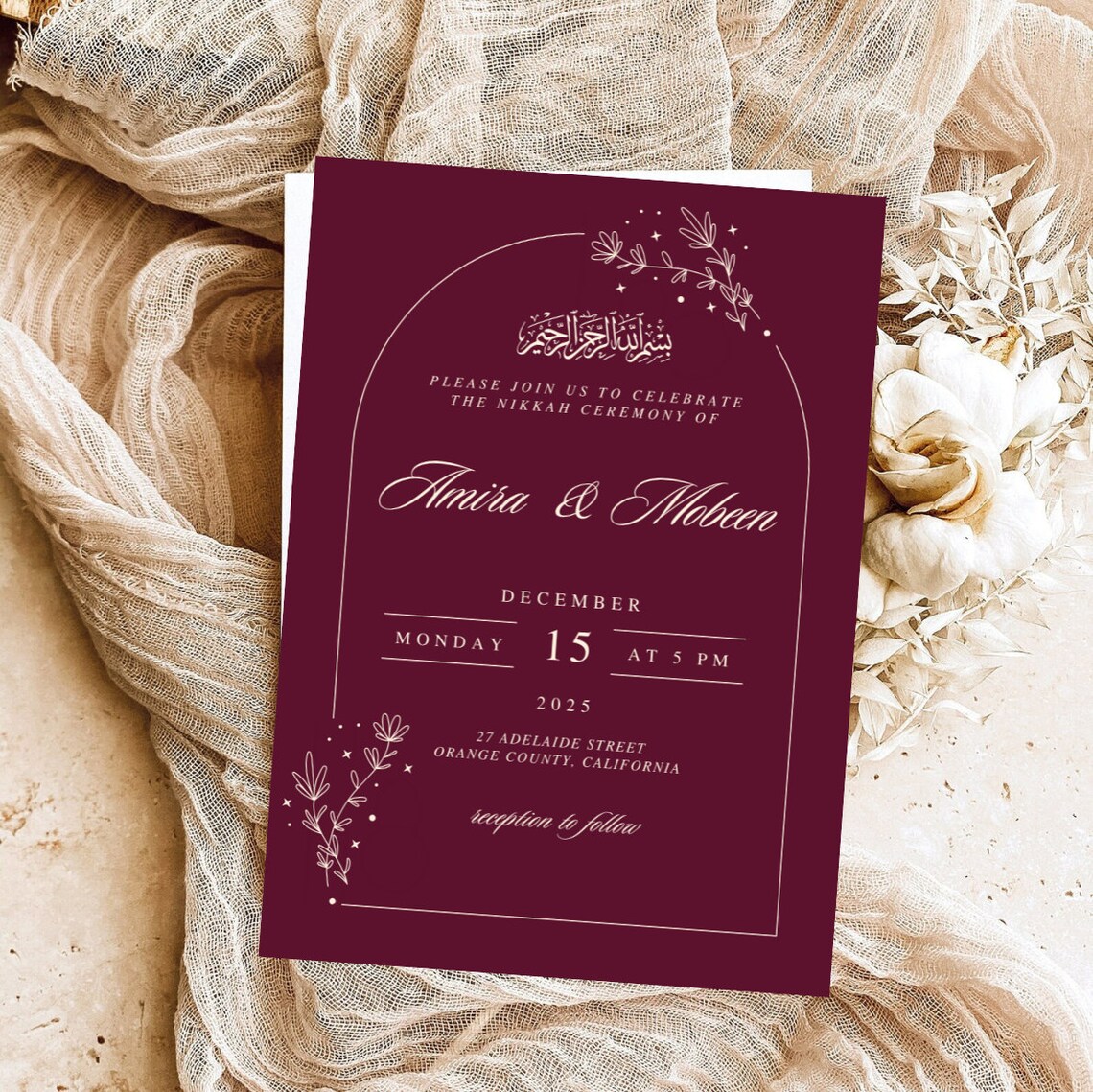 Custom Muslim Wedding Invitation Template, Digital Walima Invite ...