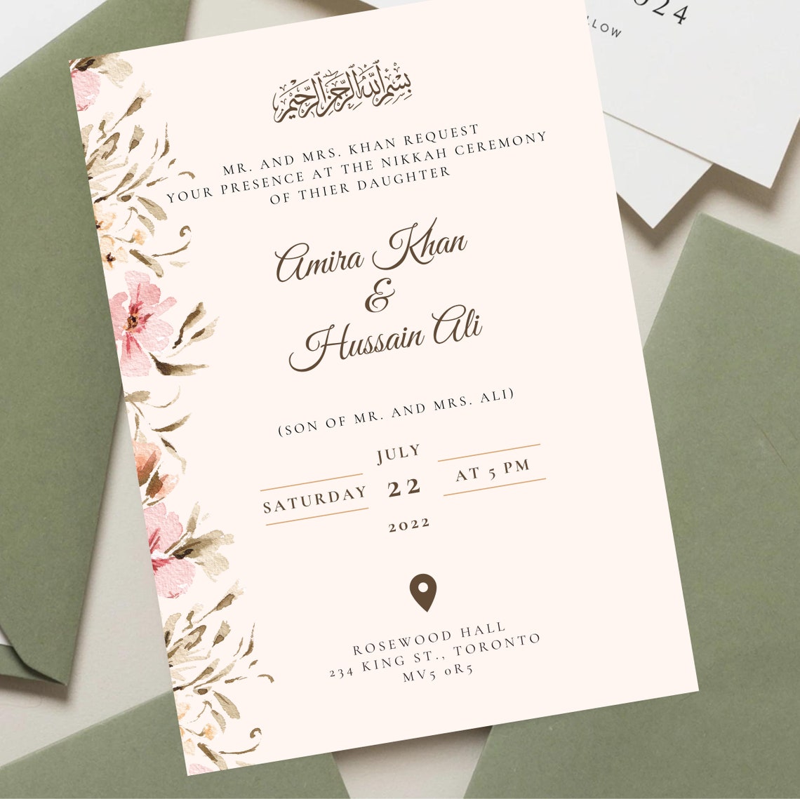 Digital Muslim Wedding Invitation Template, Electronic Walima Invite ...