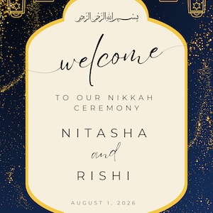 Islamic Wedding Sign, Nikkah Ceremony Sign, Nikkah Welcome Sign, Indian ...