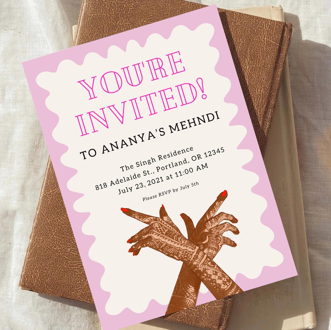 Mehndi Invitation Template, Henna Party Invitation, Mehendi Invitation ...