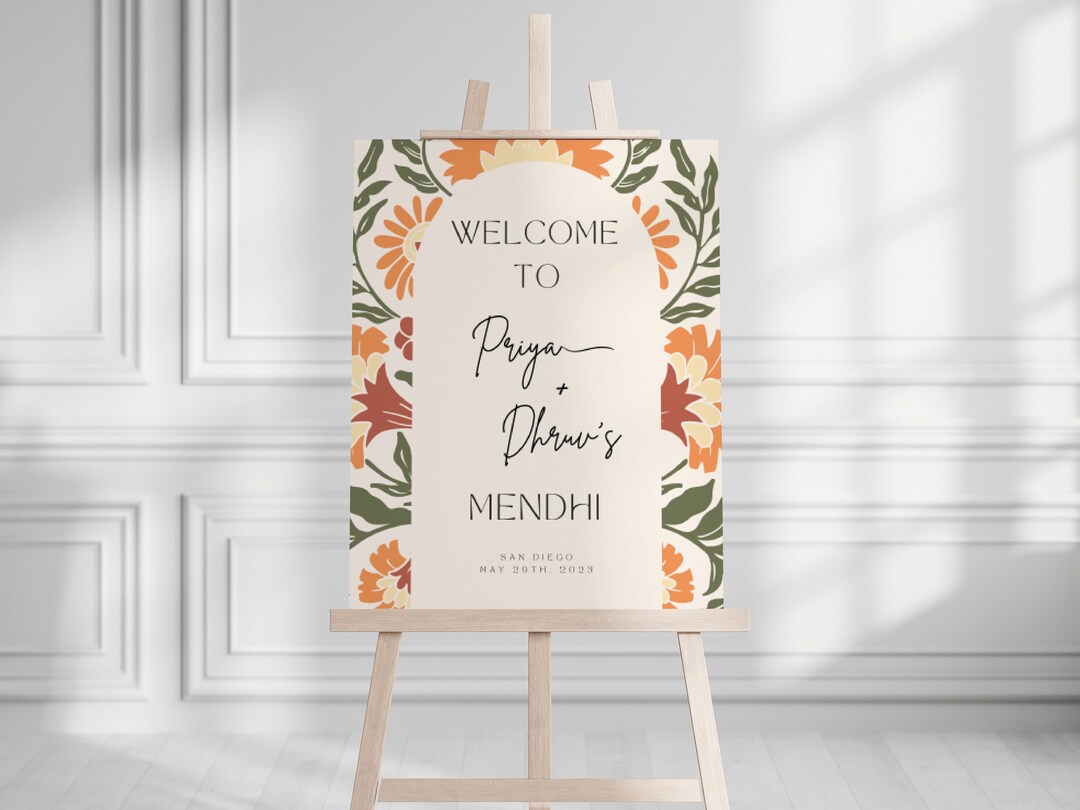 Mehndi Decor Mehndi Sign Mehndi Welcome Sign for Indian Weddings Custom ...