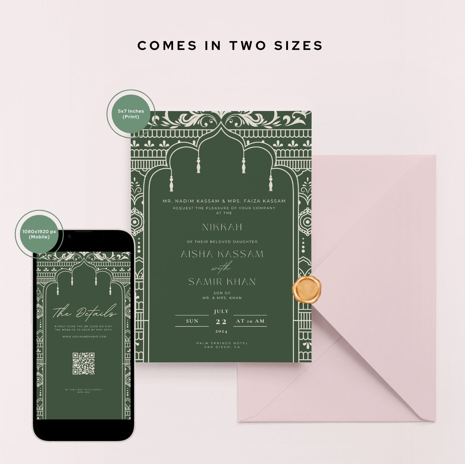 Digital Muslim Wedding Invitation Template, Electronic Walima Invite ...