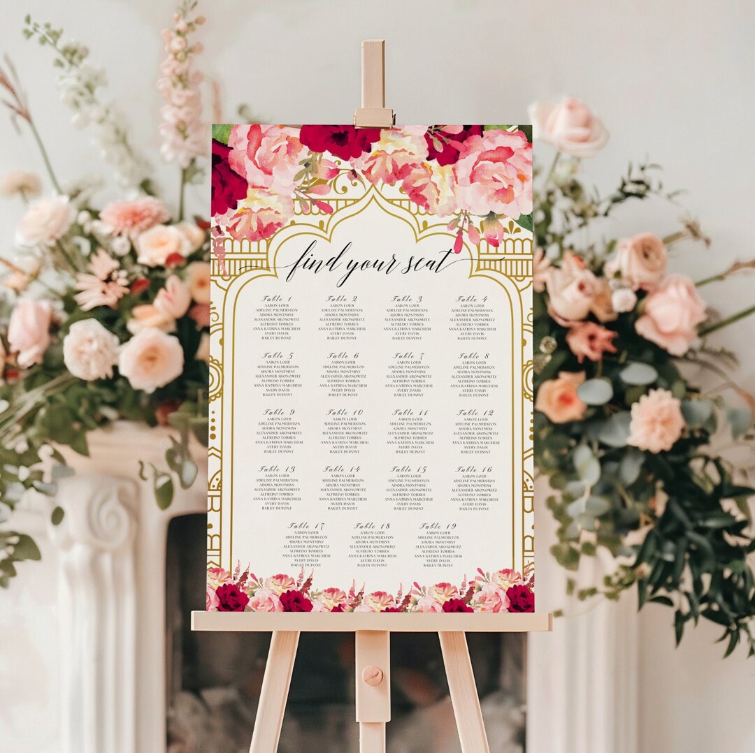 Seating Chart Template for Indian Wedding, Our Favorite People Seating ...
