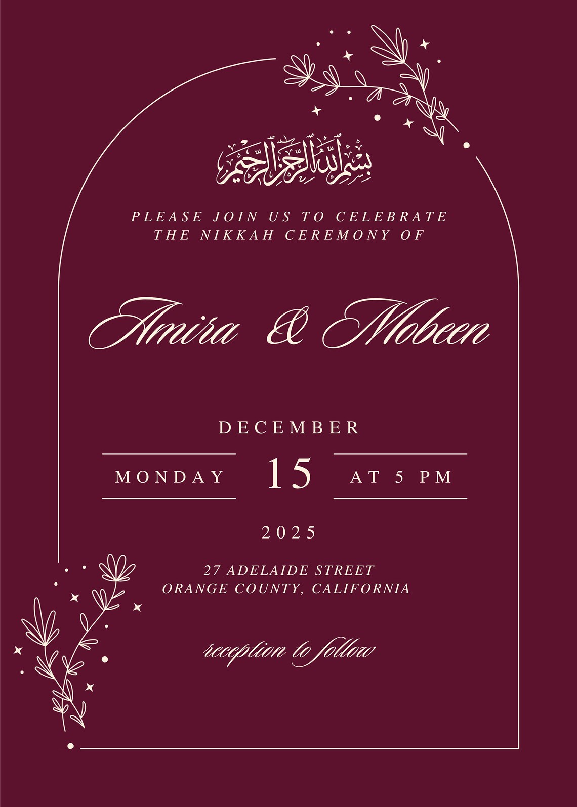 Custom Muslim Wedding Invitation Template Digital Walima - Etsy