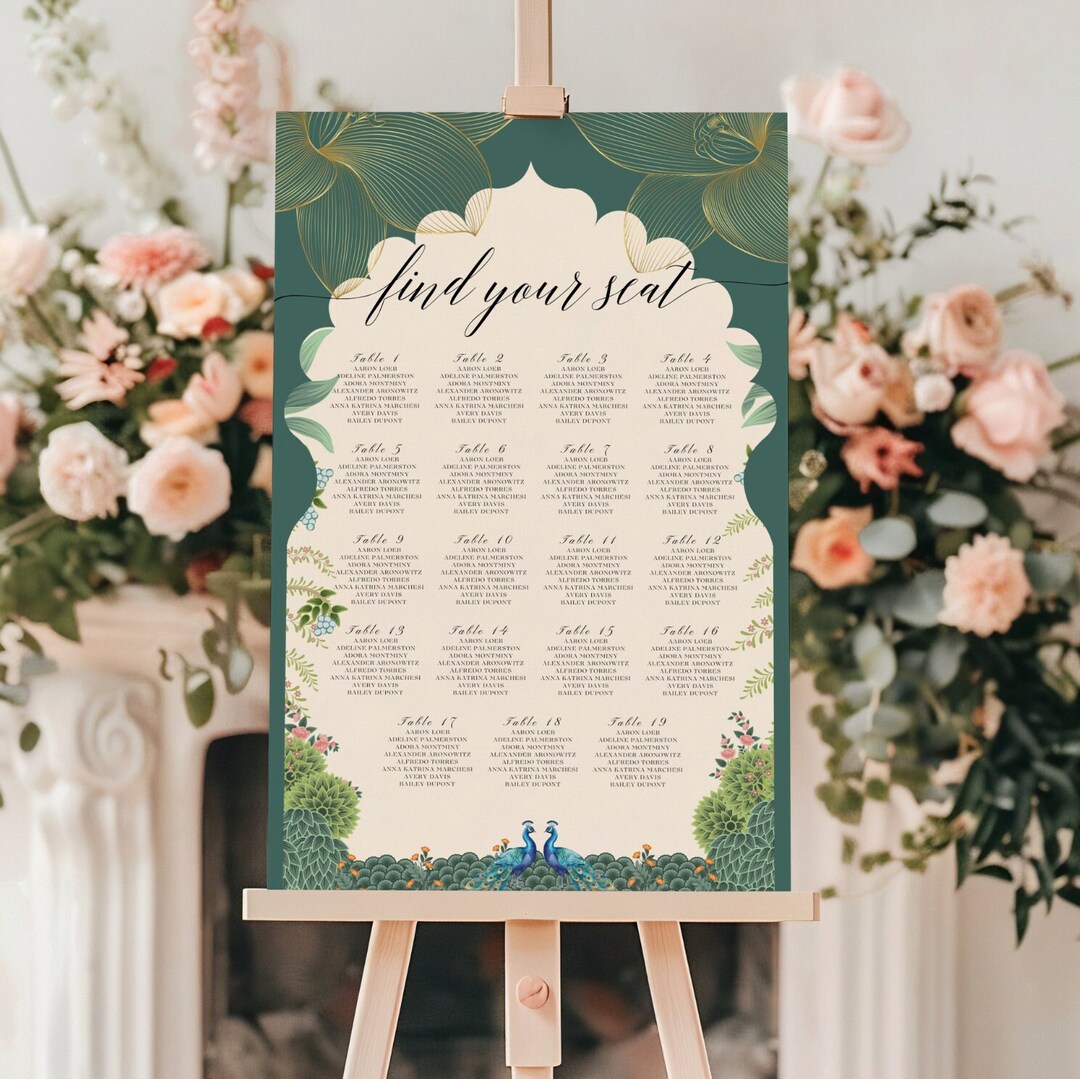 Editable Wedding Seating Chart Template, Indian Wedding Sign, Wedding ...