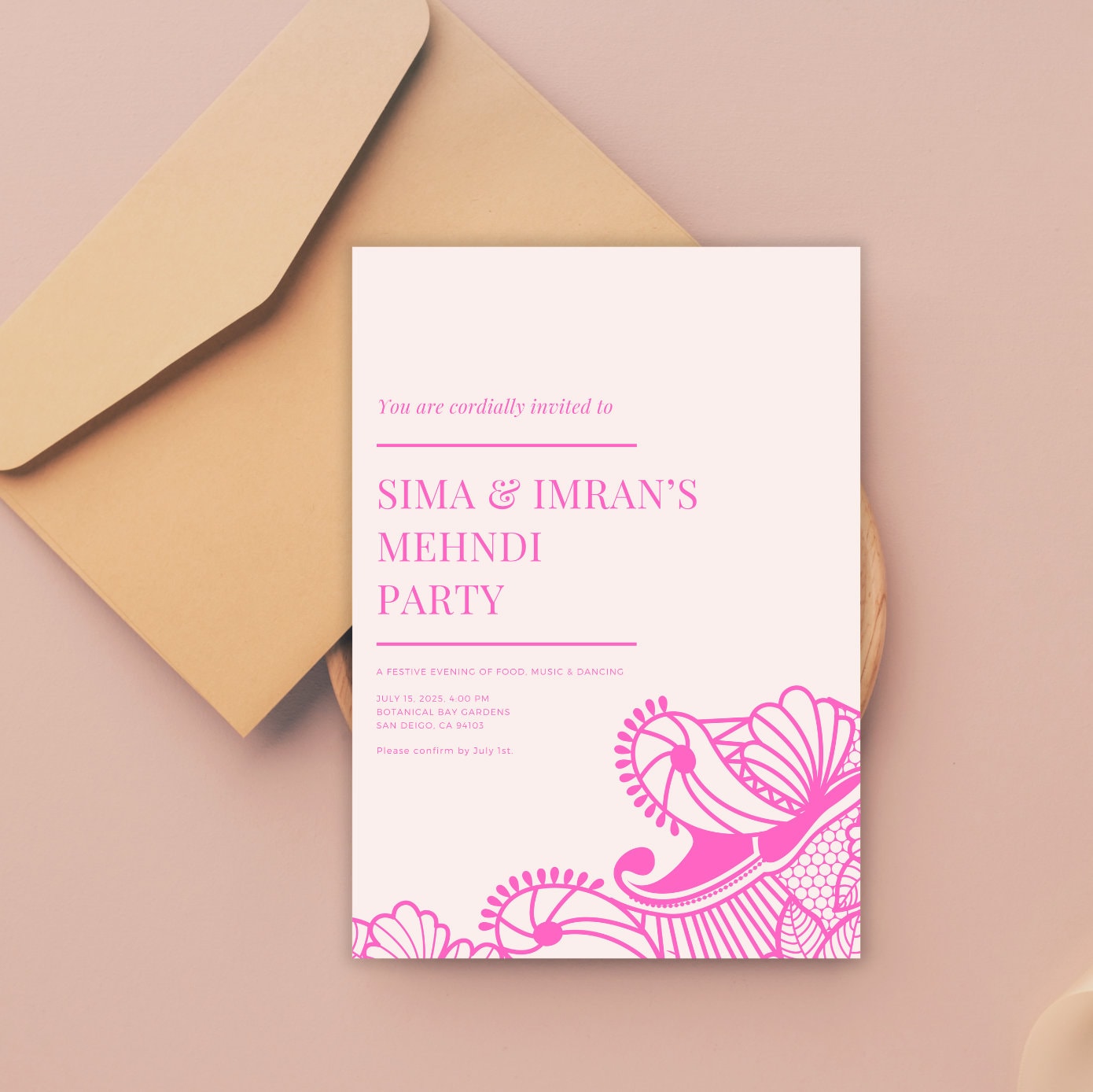 Mehndi Digital Invites, Mehndi Invitation, Mehendi Evite, Indian ...