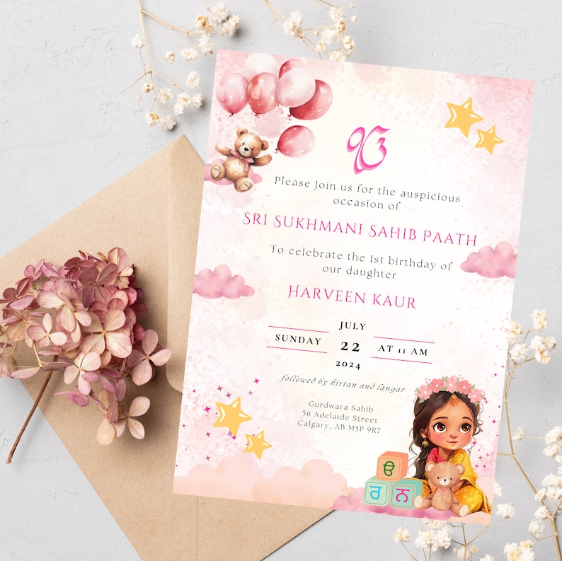 First Birthday Invitation, Sukhmani Sahib Invite, Digital Akhand Path ...