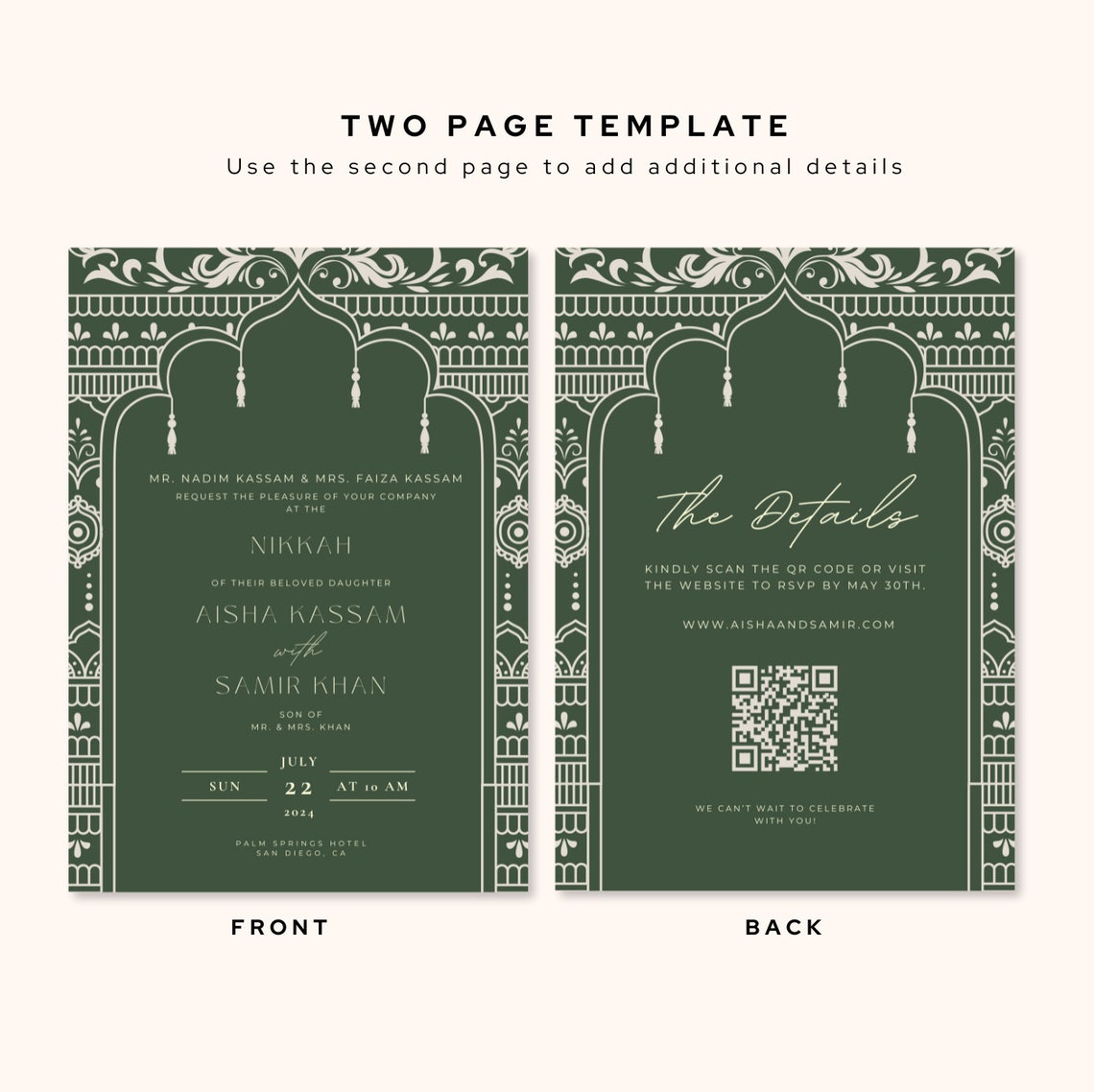Digital Muslim Wedding Invitation Template, Electronic Walima Invite ...