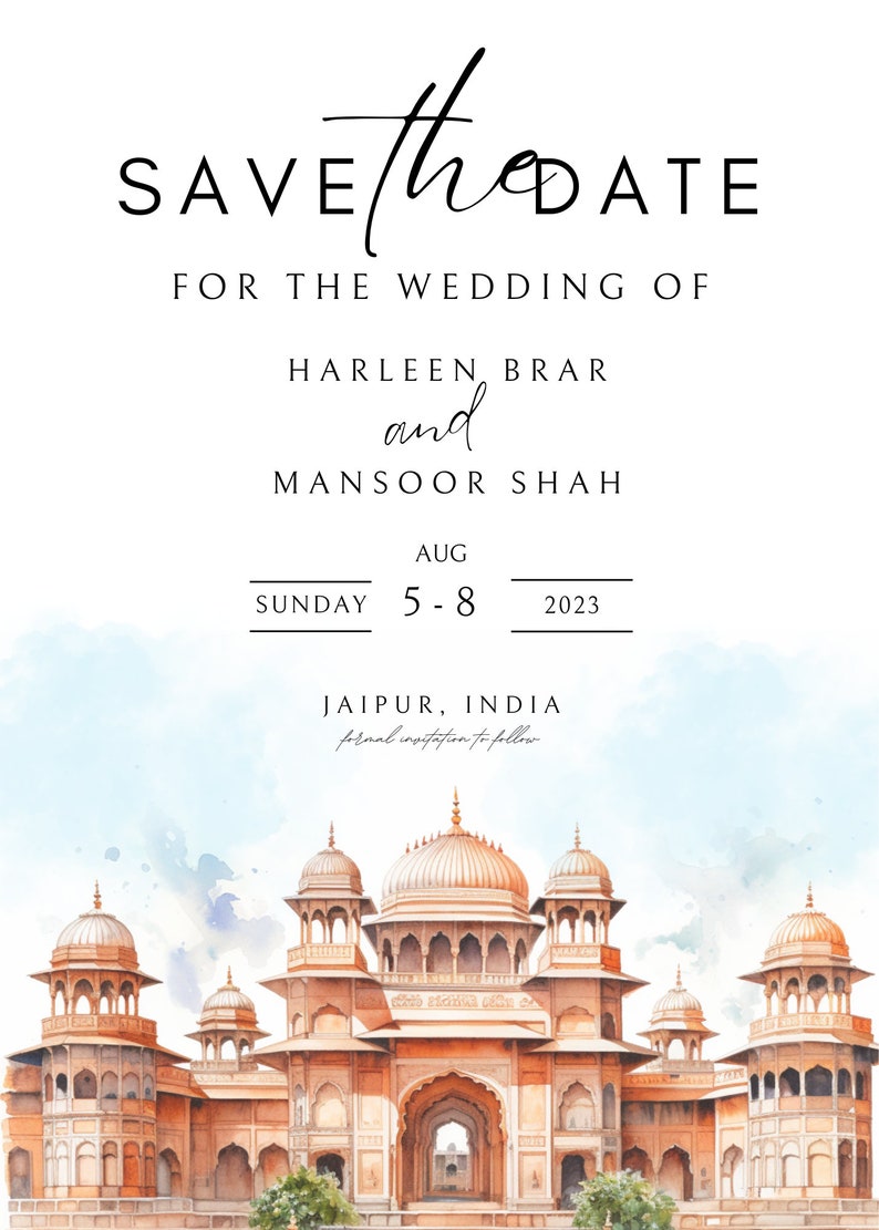 Destination Wedding Invitation, Indian Save the Dates, Indian Wedding ...