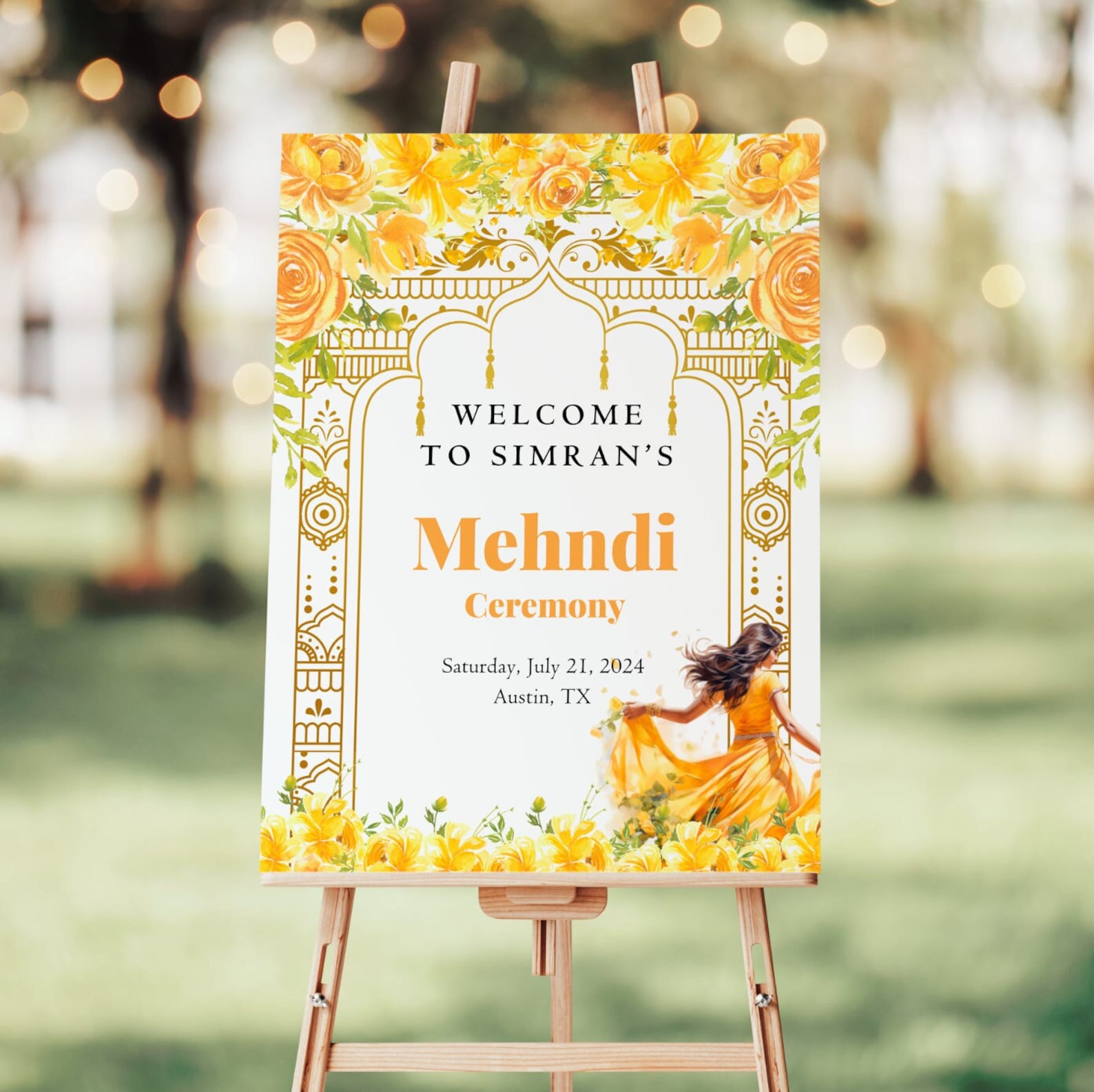 Haldi Wedding Sign, Custom Mehndi Welcome Signage, Indian Wedding ...