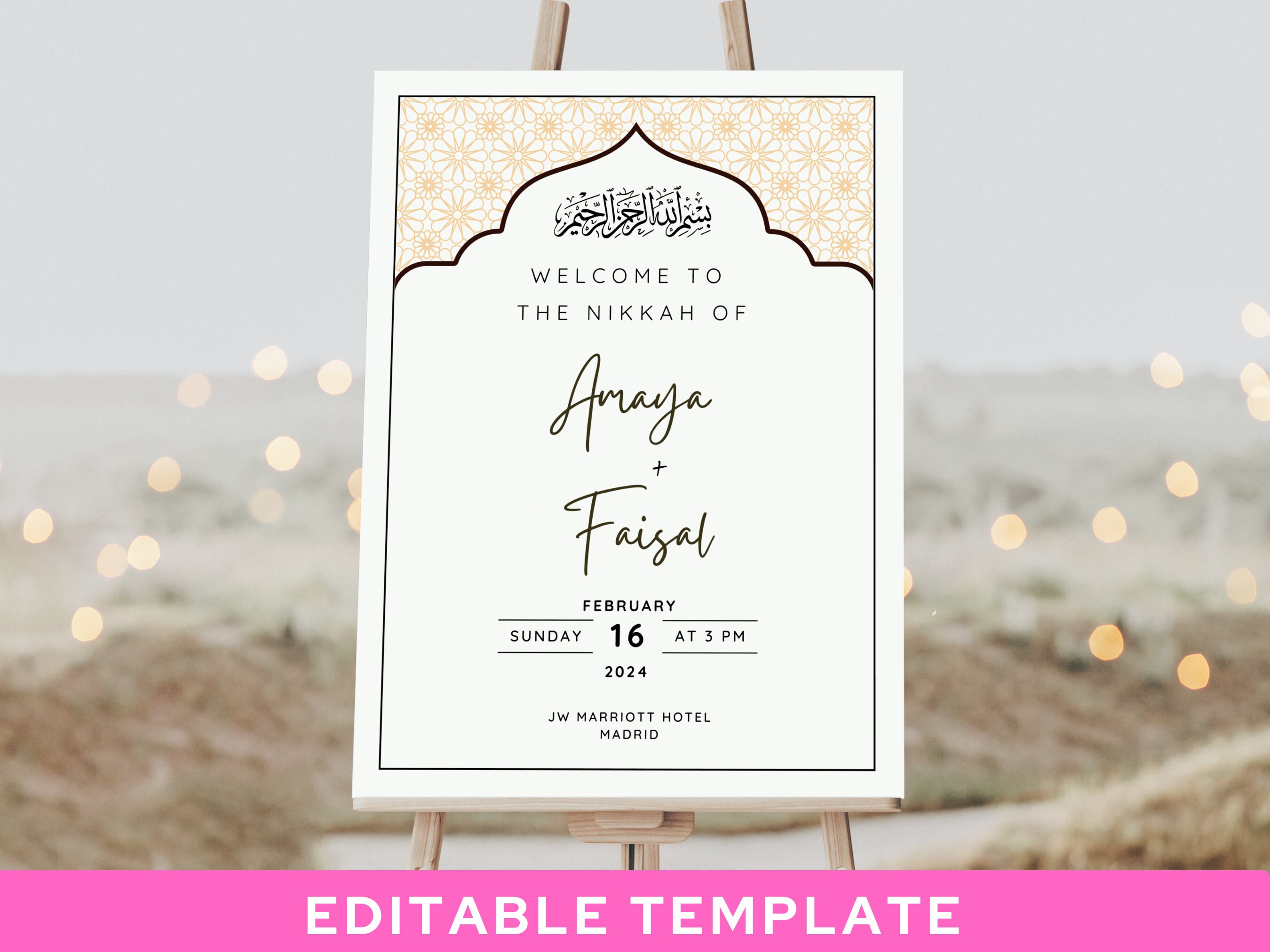 Nikkah Wedding Welcome Sign for Islamic Wedding, Nikkah Wedding Sign ...