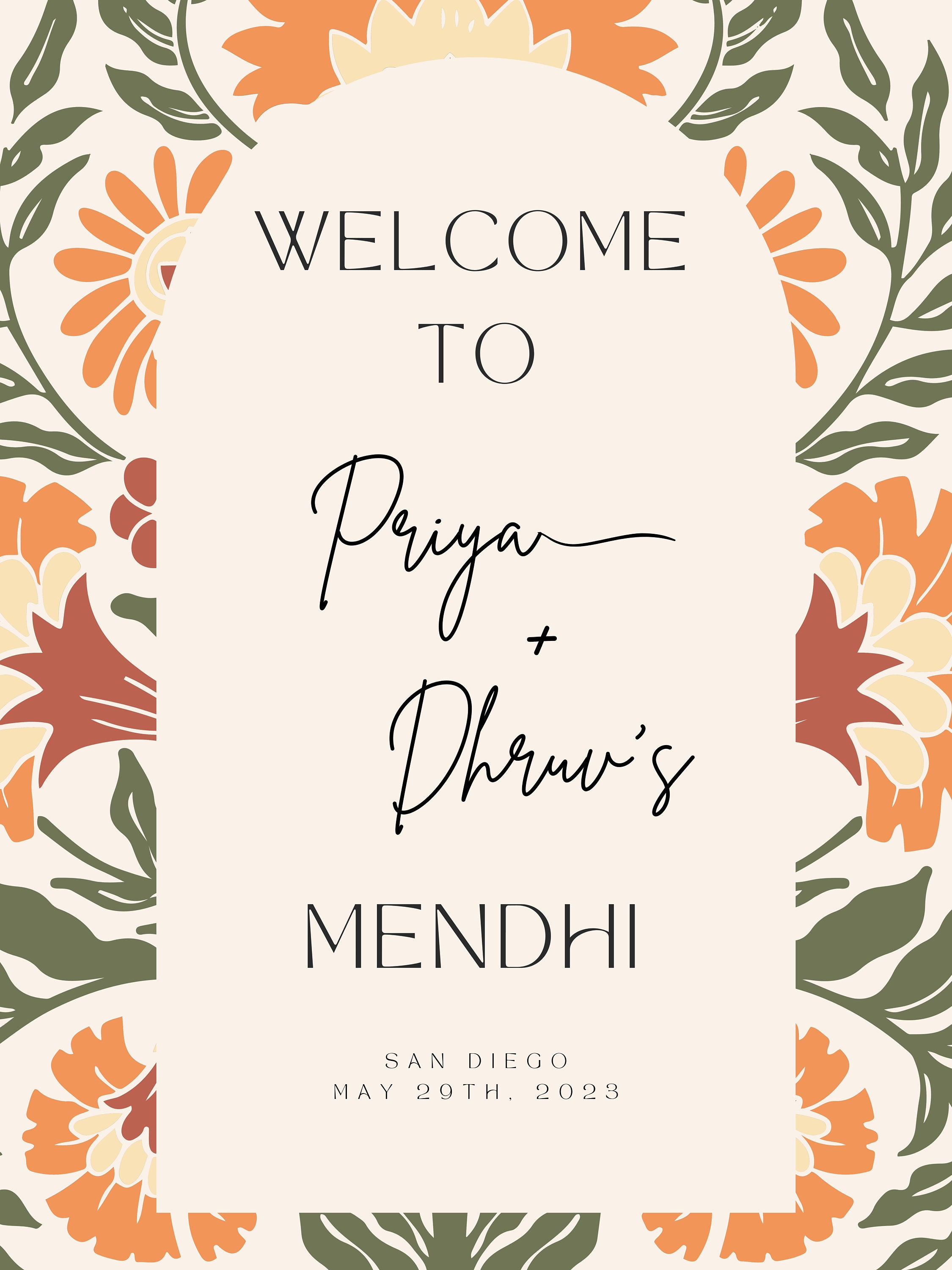Mehndi Decor Mehndi Sign Mehndi Welcome Sign for Indian Weddings Custom ...