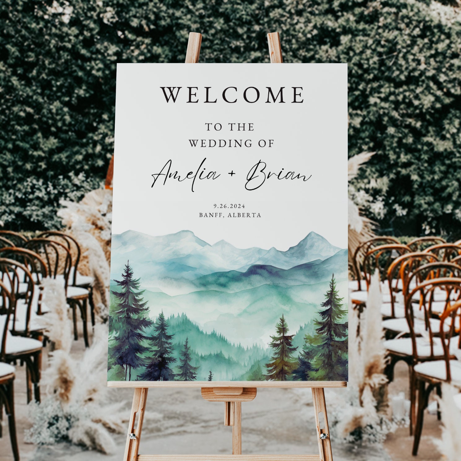 Mountain Welcome Sign, Rustic Mountain Wedding, Woodland Forest Pine ...