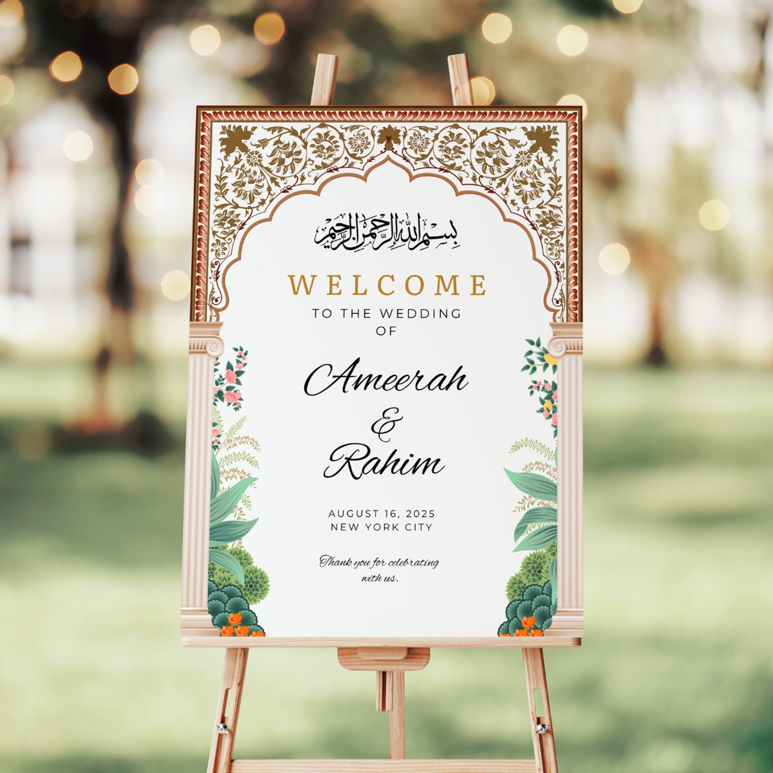 Nikkah Welcome Sign, Islamic Wedding Welcome Board, Personalized ...