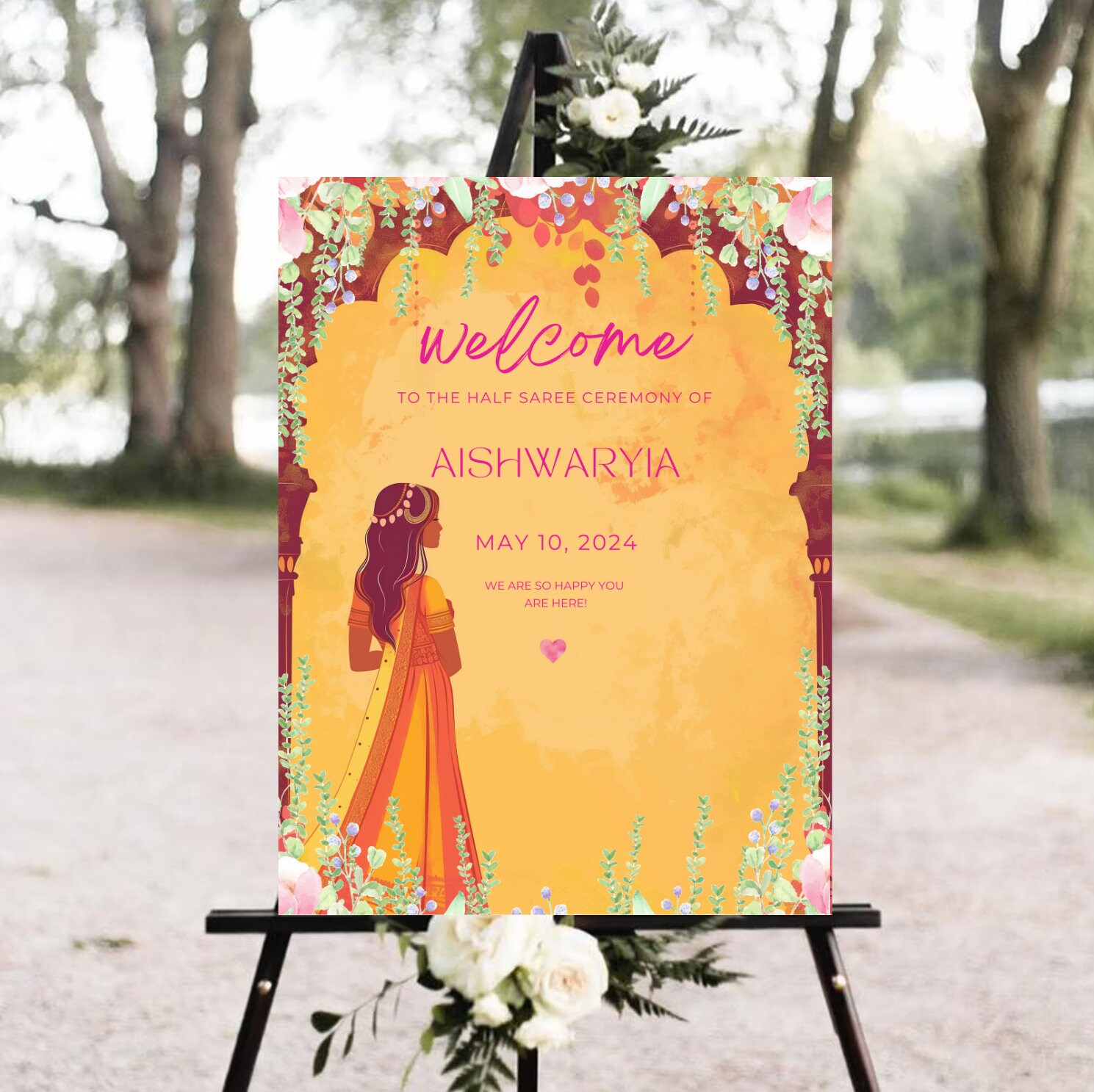 Puberty Ceremony Entrance Signage, Half Saree Ceremony Sign, Samathiya ...
