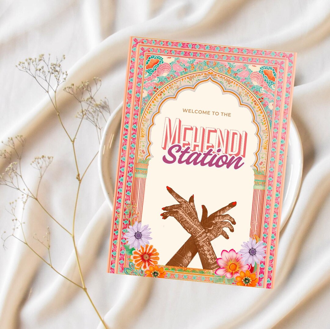 Mehendi Bazaar Sign, Henna Station Decor, Mehndi Ki Raat Welcome Poster ...
