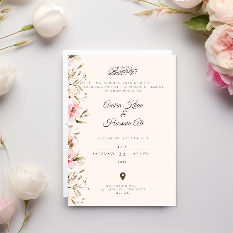 Digital Muslim Wedding Invitation Template, Electronic Walima Invite ...