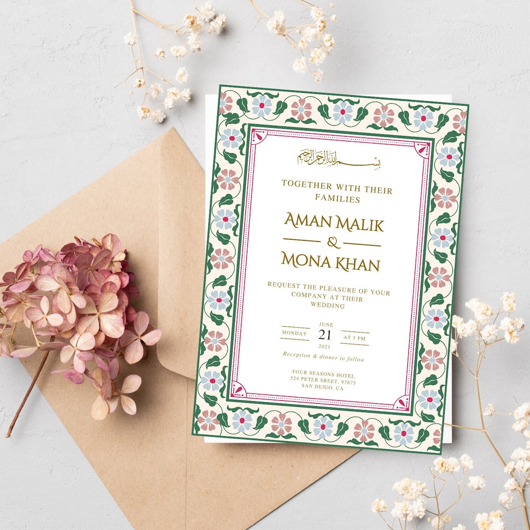 Digital Nikkah Invite, Luxury Nikkah Invitation Card, Digital Walima ...