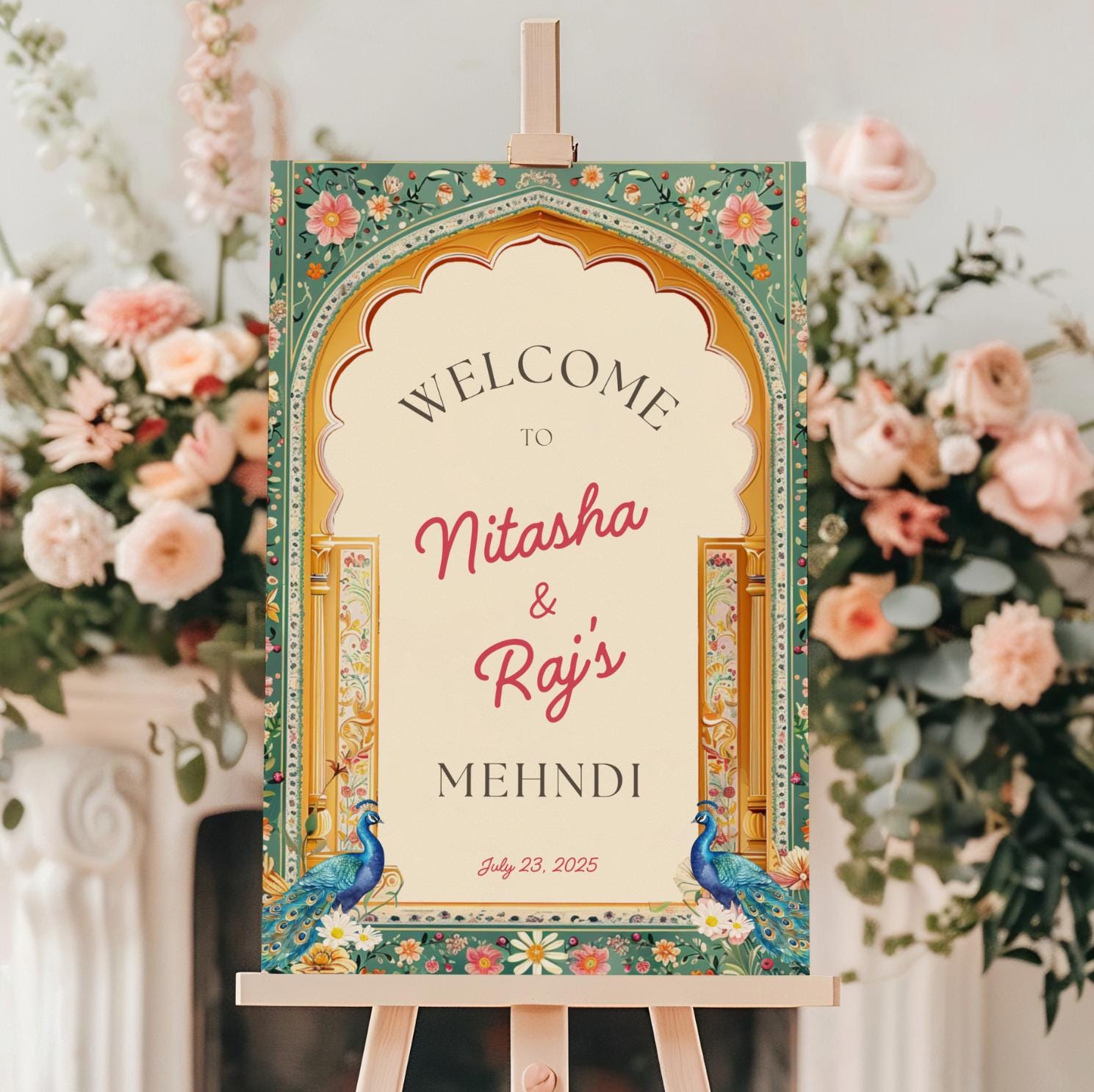 Indian Wedding Welcome Sign, Haldi Wedding Decor, Mehndi Welcome ...
