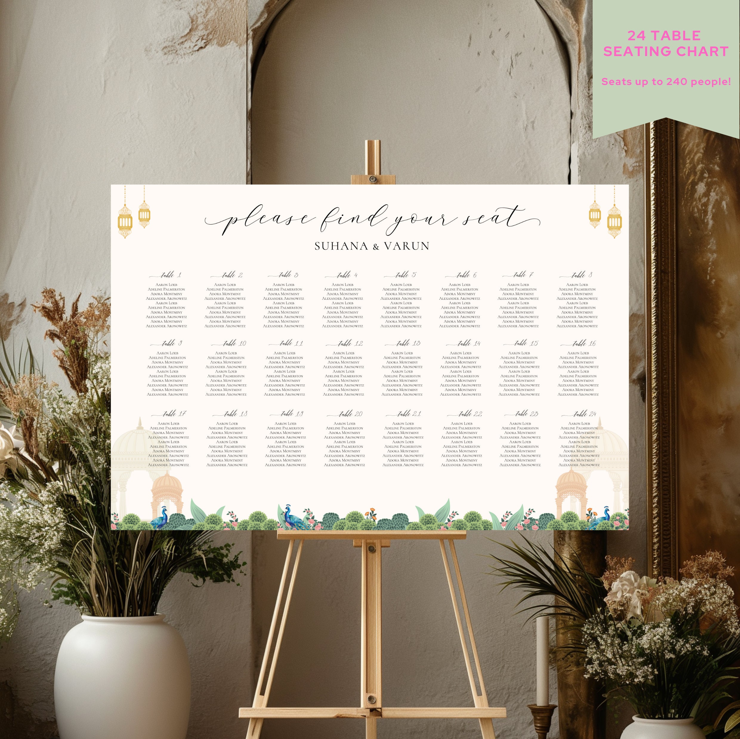 Large Indian Seating Chart Template, Indian Wedding Decor, Printable ...