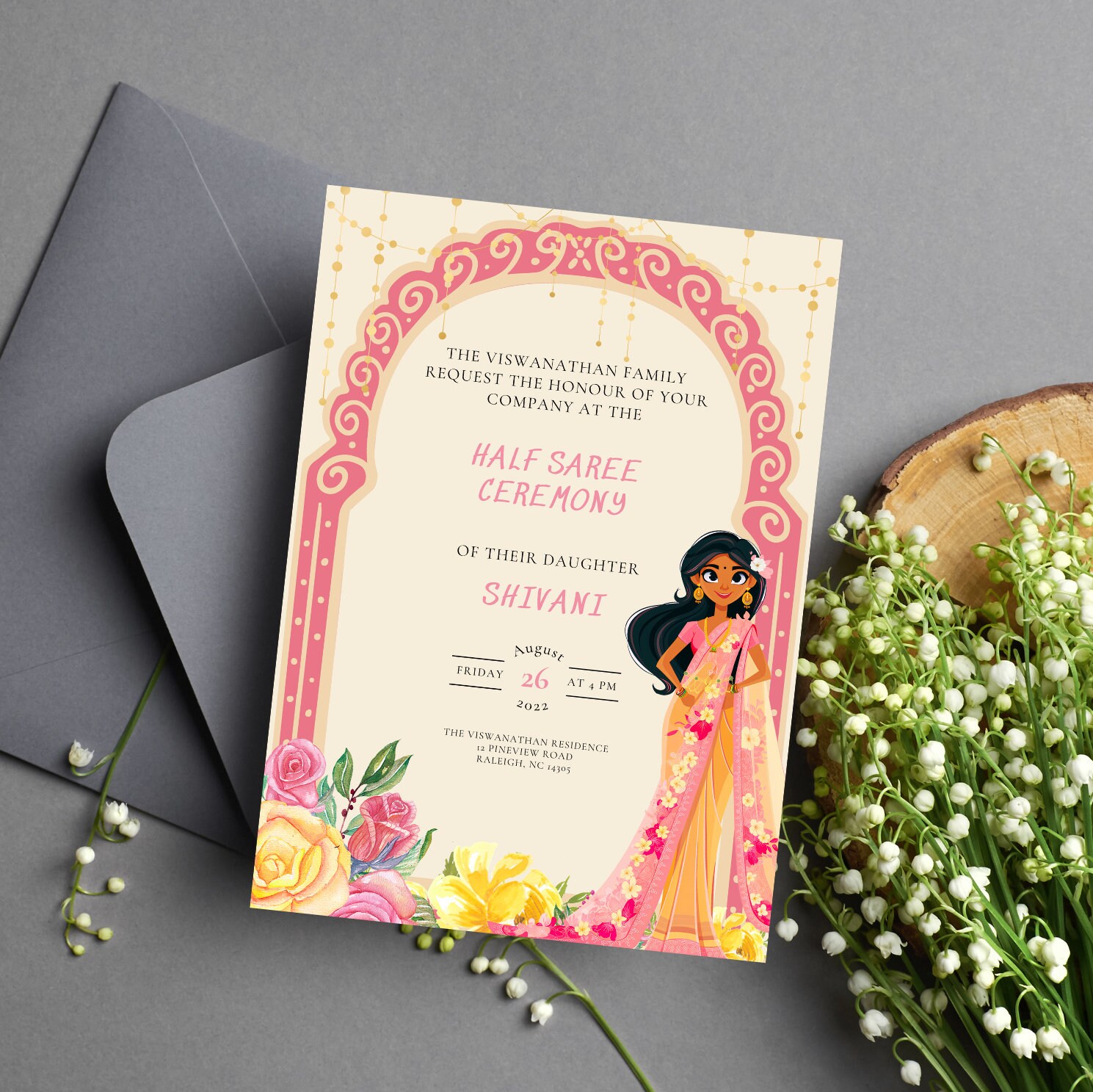 South Indian Puberty Ceremony Invitation Template, Ritu Kala Samskaram ...
