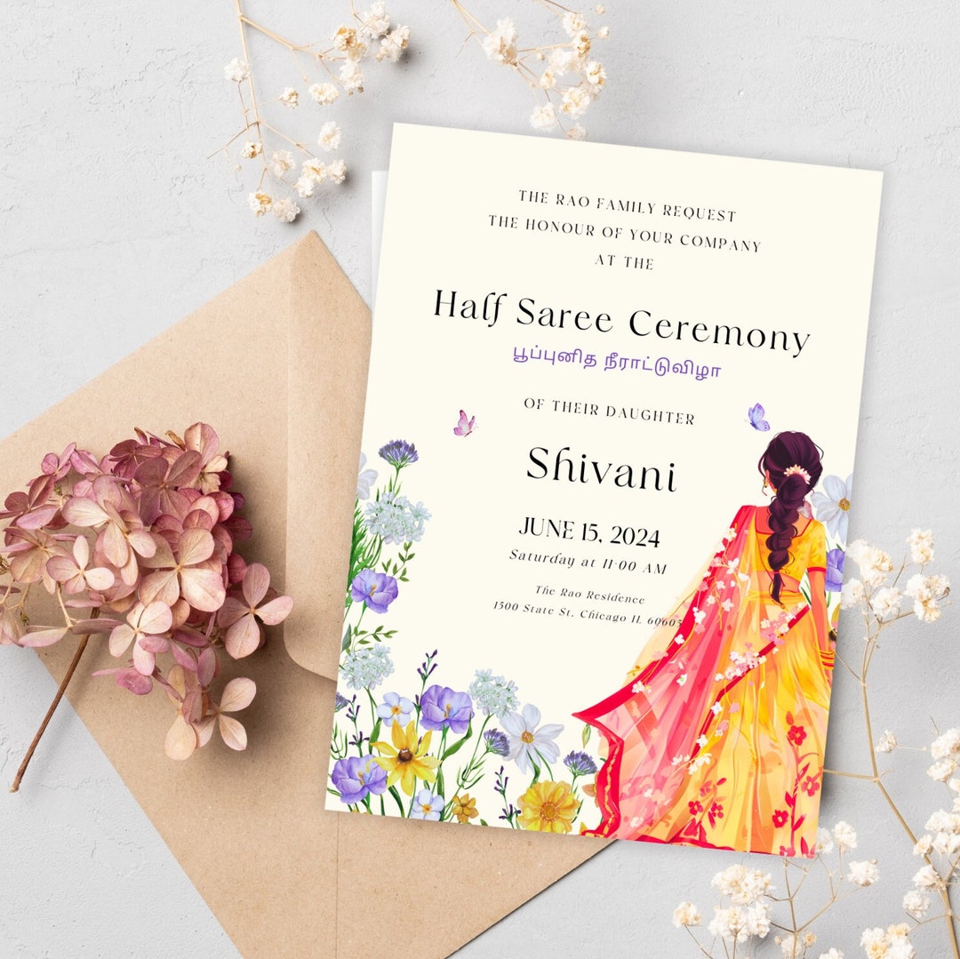 Tamil Puberty Ceremony Invitation Template, Ritu Kala Samskaram Evite ...