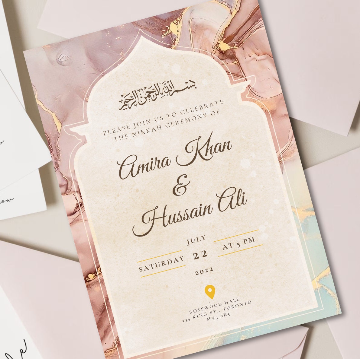 Islamic Wedding Invite Template, Luxury Nikkah Card, Nikah Invitation ...