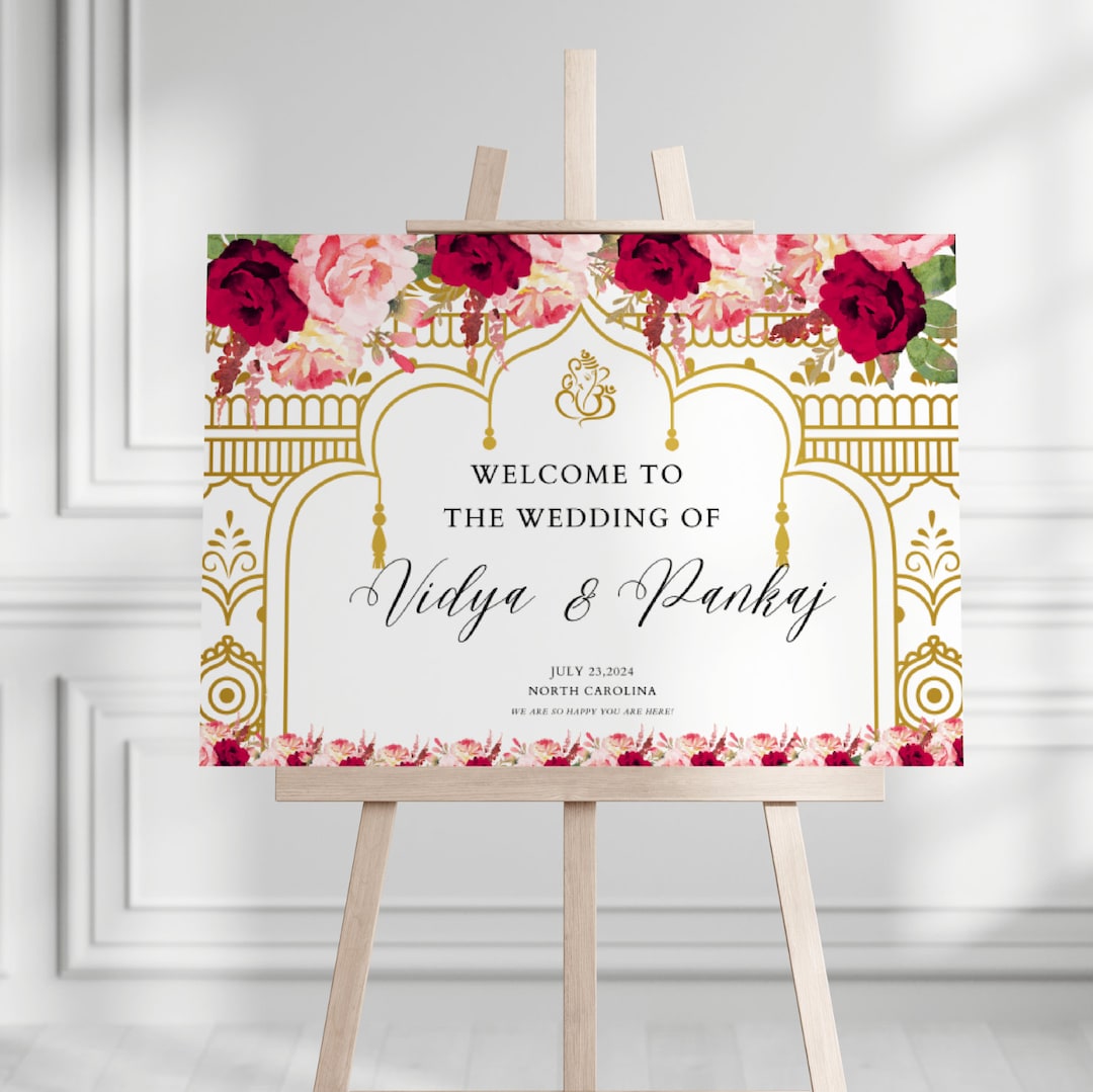 Indian Wedding Welcome Sign, Indian Wedding Decor, Hindu Wedding ...