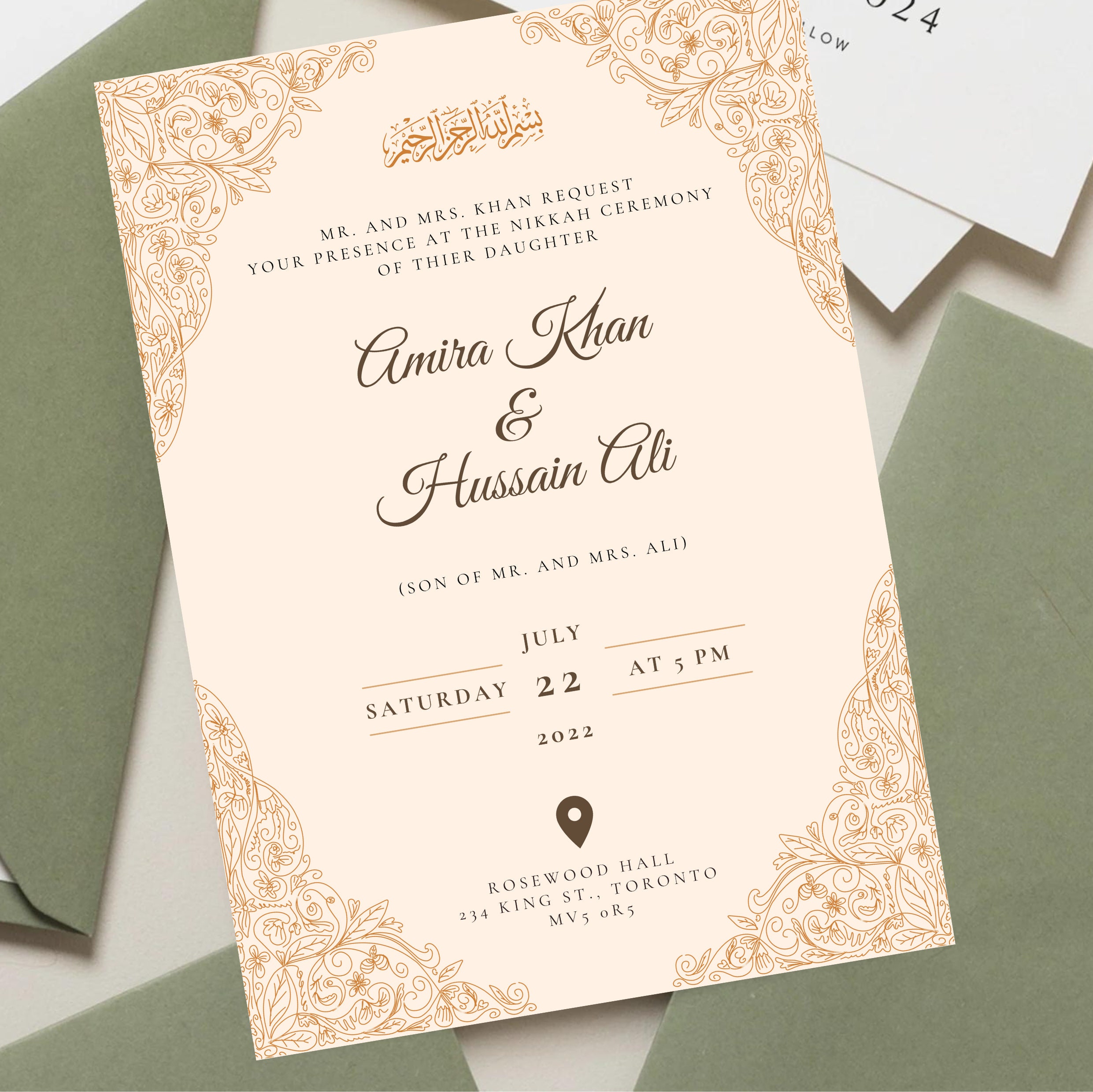 Digital Muslim Wedding Invitation Template, Electronic Walima Invite ...