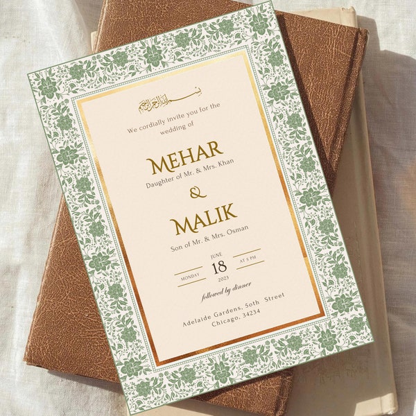 Digital Muslim Wedding Invitation - Etsy