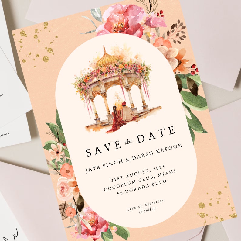 Indian Save the Date Template, Digital Hindu Wedding Save the Date ...