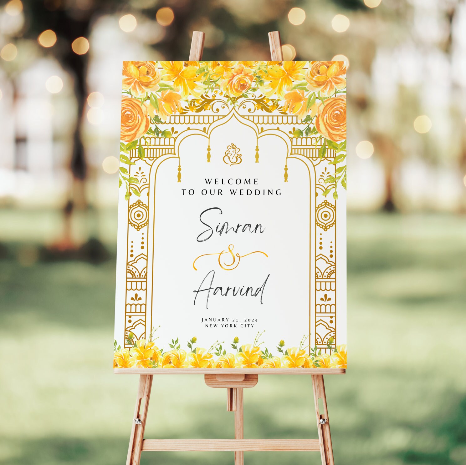 Royal Indian Wedding Welcome Sign, Wedding Entrance Signage for Hindu ...