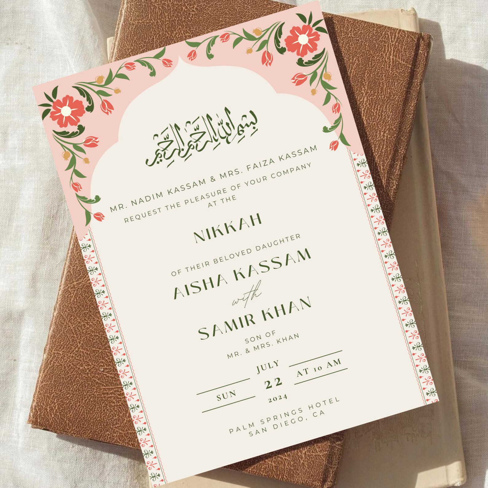 Digital Muslim Wedding Invitation Template, Electronic Walima Invite ...