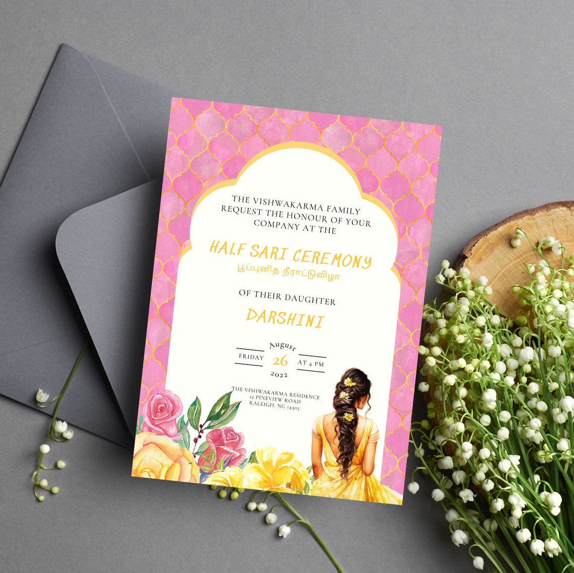 Tamil Puberty Ceremony Invitation Template, Samathiya Veedu Evite Card ...
