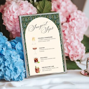 Indian Wedding Bar Signature Drinks Menu, Desi Printable Custom Drinks ...