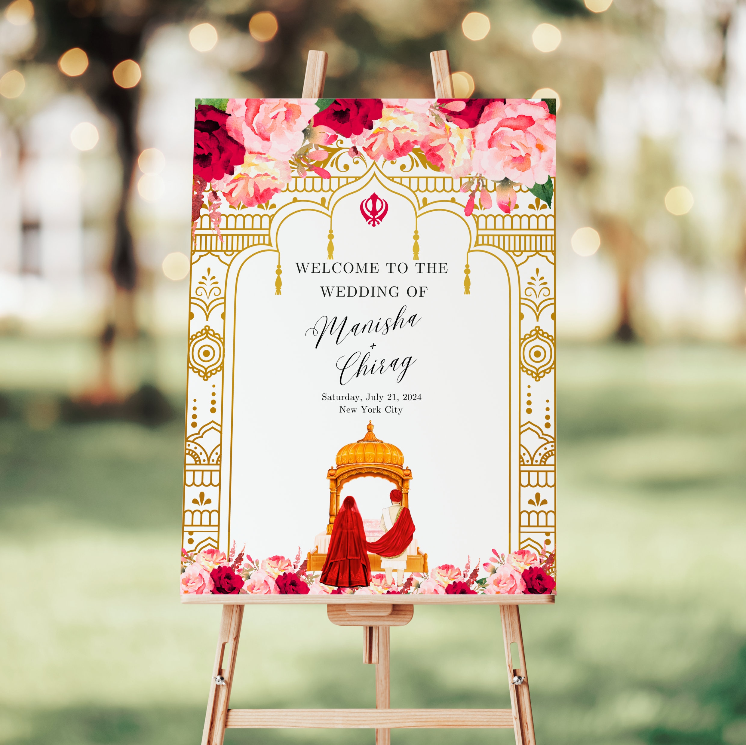 Punjabi Wedding Welcome Sign, Anand Karaj Welcome Board, Indian Wedding ...