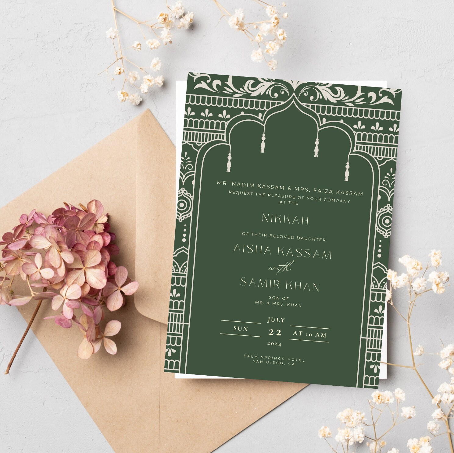 Digital Muslim Wedding Invitation Template, Electronic Walima Invite ...