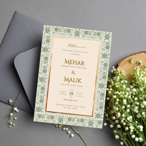 Digital Muslim Wedding Invitation Template, Electronic Walima Invite ...