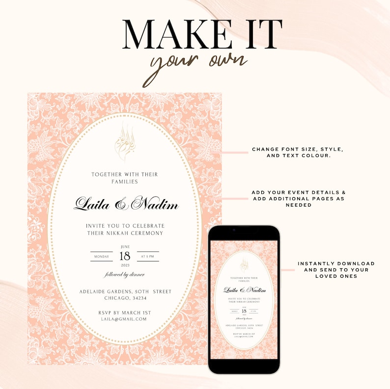 Luxury Nikkah Card, Nikkah Invitation Card, Digital Walima Card ...