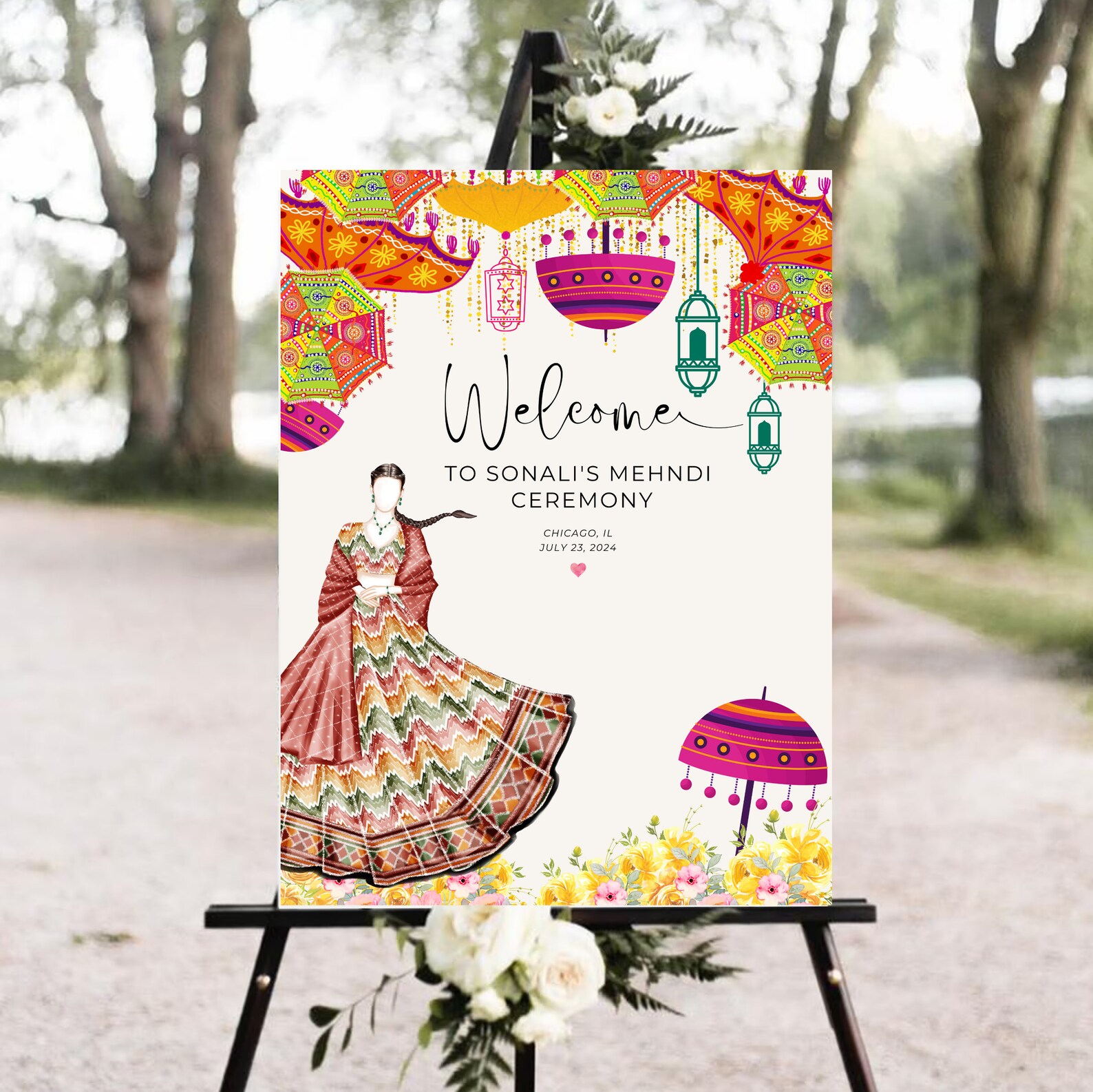 Mehndi Welcome Signs for Mehndi Decor, Indian Wedding Welcome Signage ...