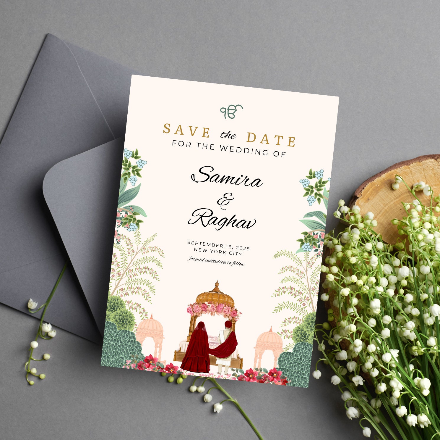 Sikh Wedding Invitation, Indian Save the Date, Rokha Announcement, Sikh ...