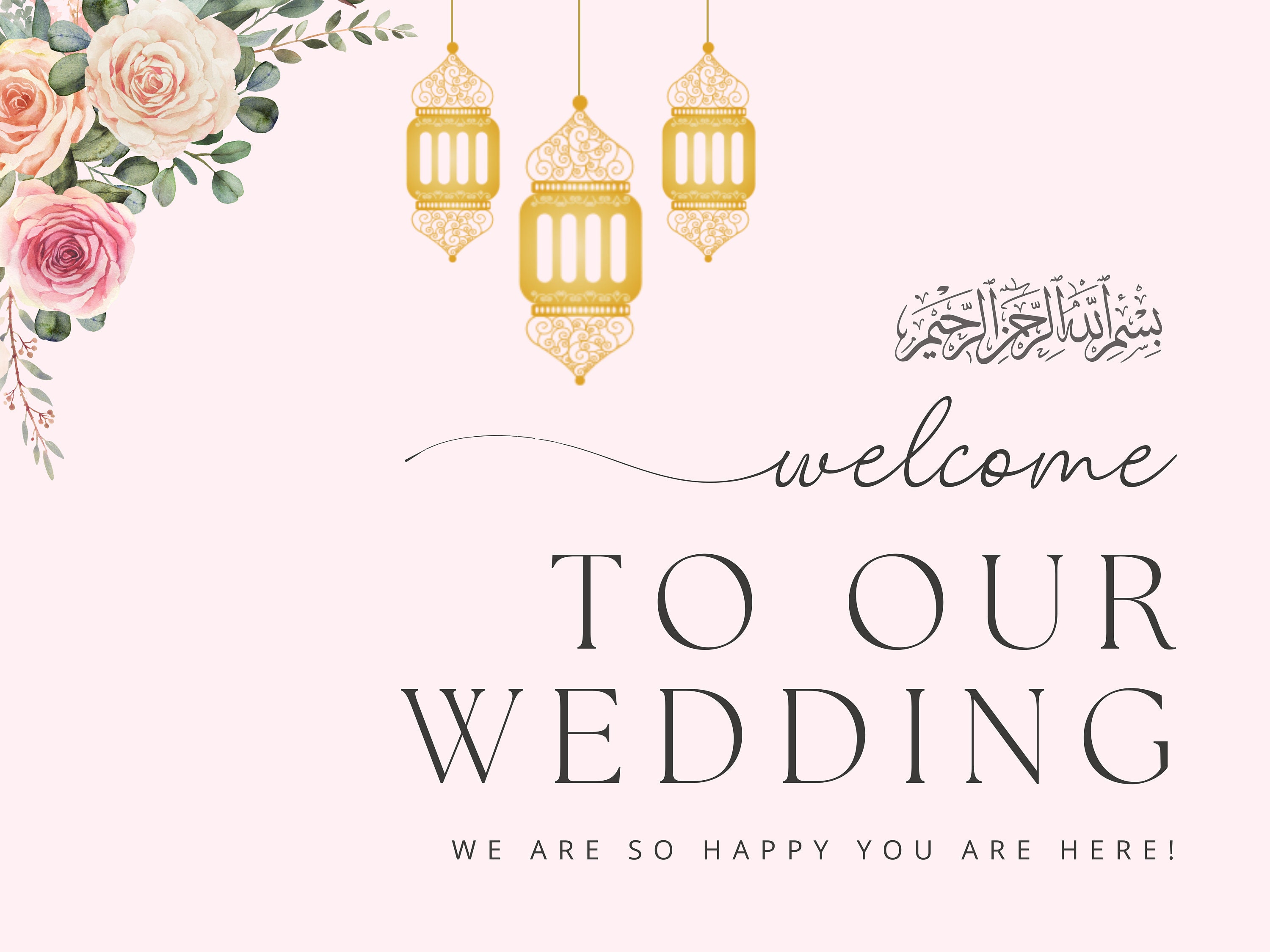 Nikkah Wedding Welcome Sign for Islamic Weddings, Nikkah Ceremony ...