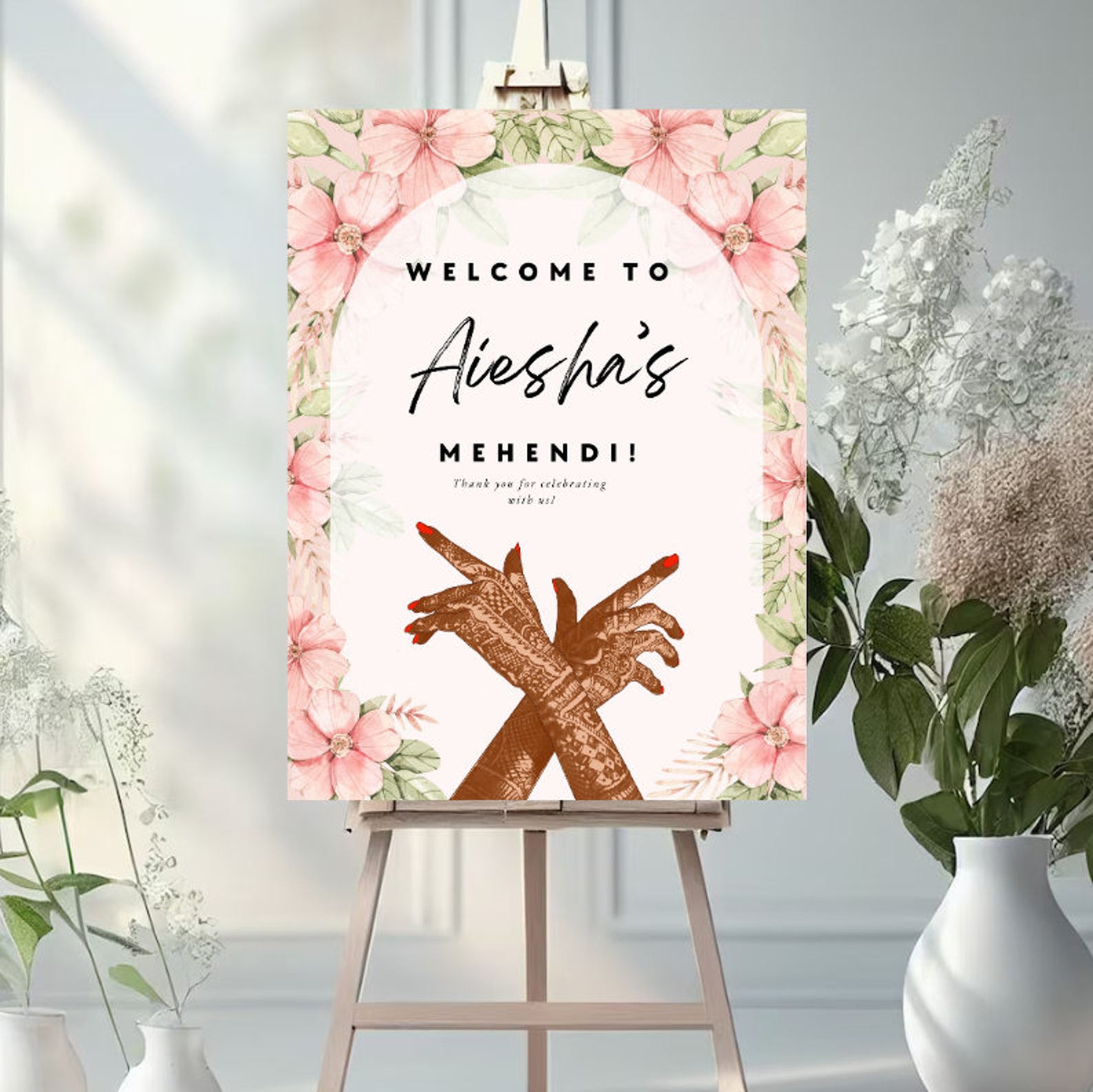 Mehendi Welcome Sign, Henna Ceremony, Mehndi Poster Henna Hands, Mehndi ...
