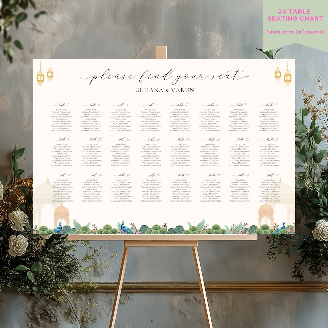 Large Indian Seating Chart Template, Indian Wedding Decor, Printable ...