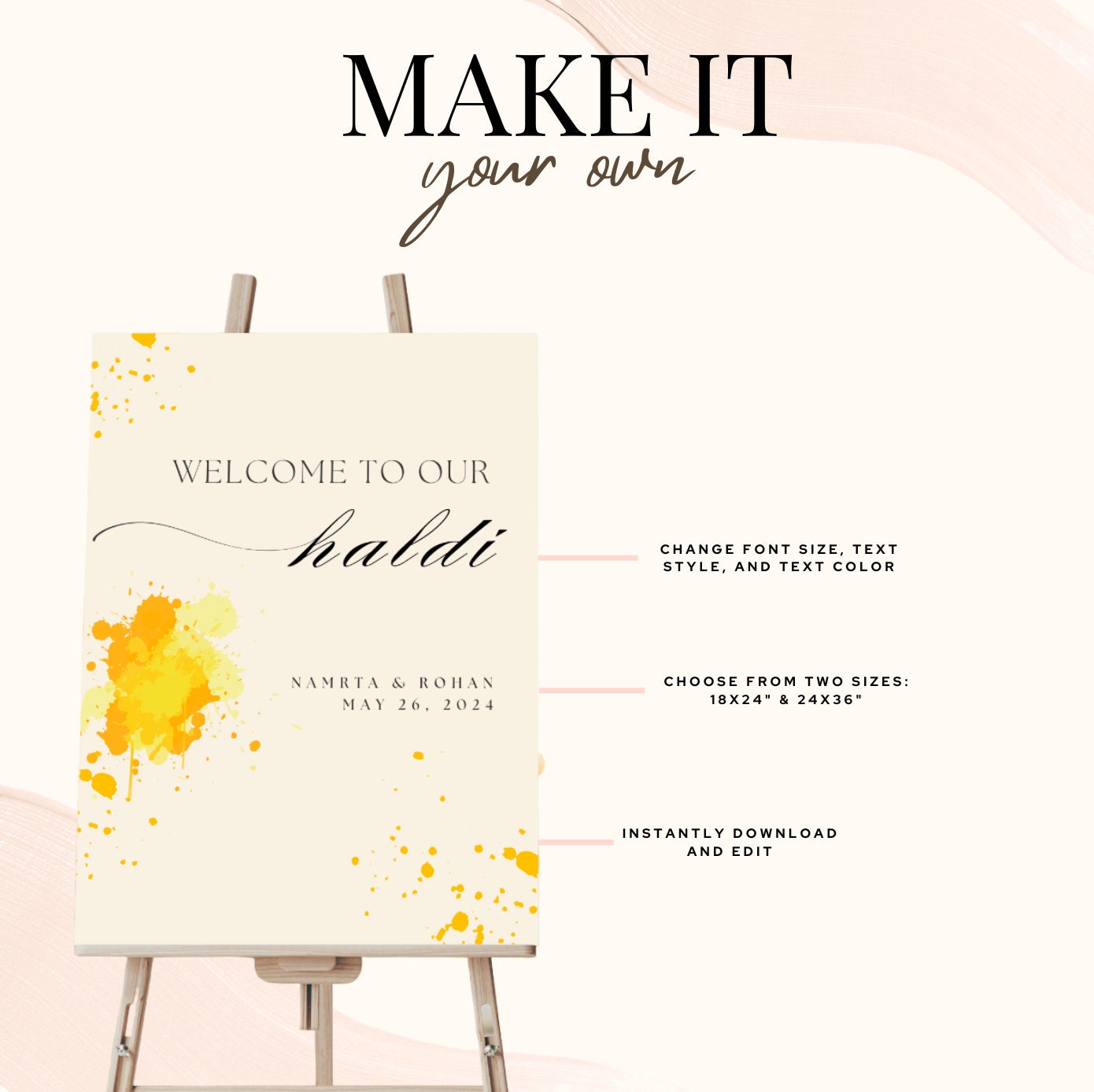 Haldi Sign, Haldi Decor, Indian Wedding Welcome Sign, Haldi Entrance ...