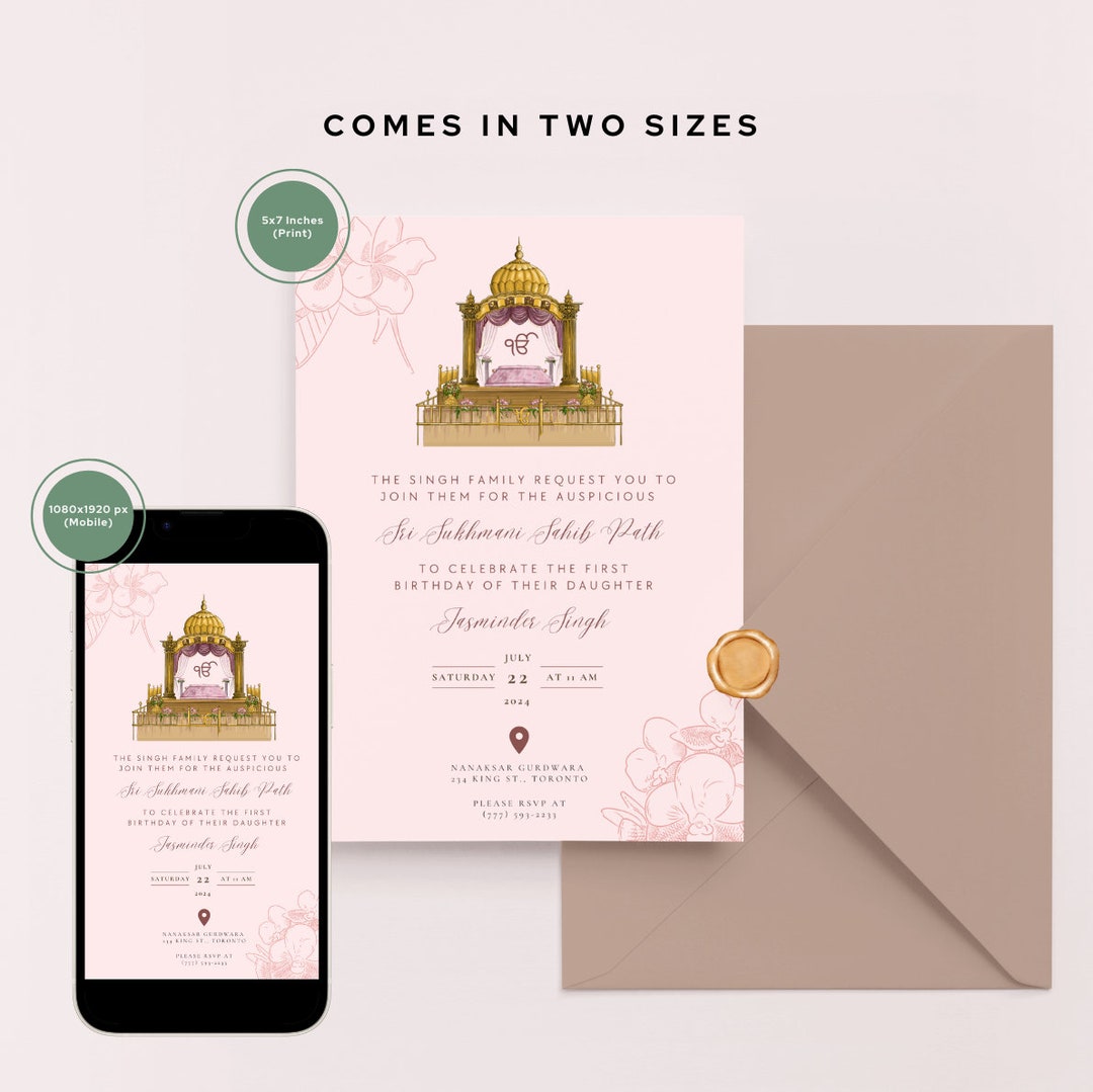 Sukhmani Sahib Invite, Akhand Path Invitation, First Birthday ...