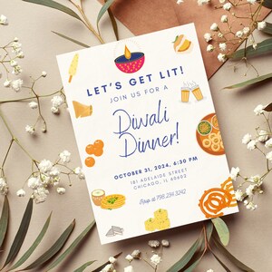 Diwali Party Invitation, Hindu Festival of Lights Digital Card, Modern ...