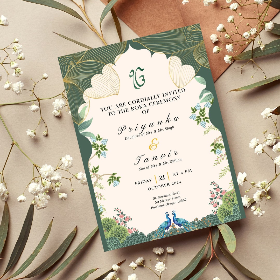Punjabi Rokha Invitation Template, Indian Engagement Roka Card, Sikh ...