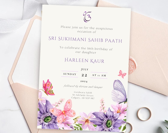 Sukhmani Sahib Invitation, Editable Invite for Akhand Path, Digital ...