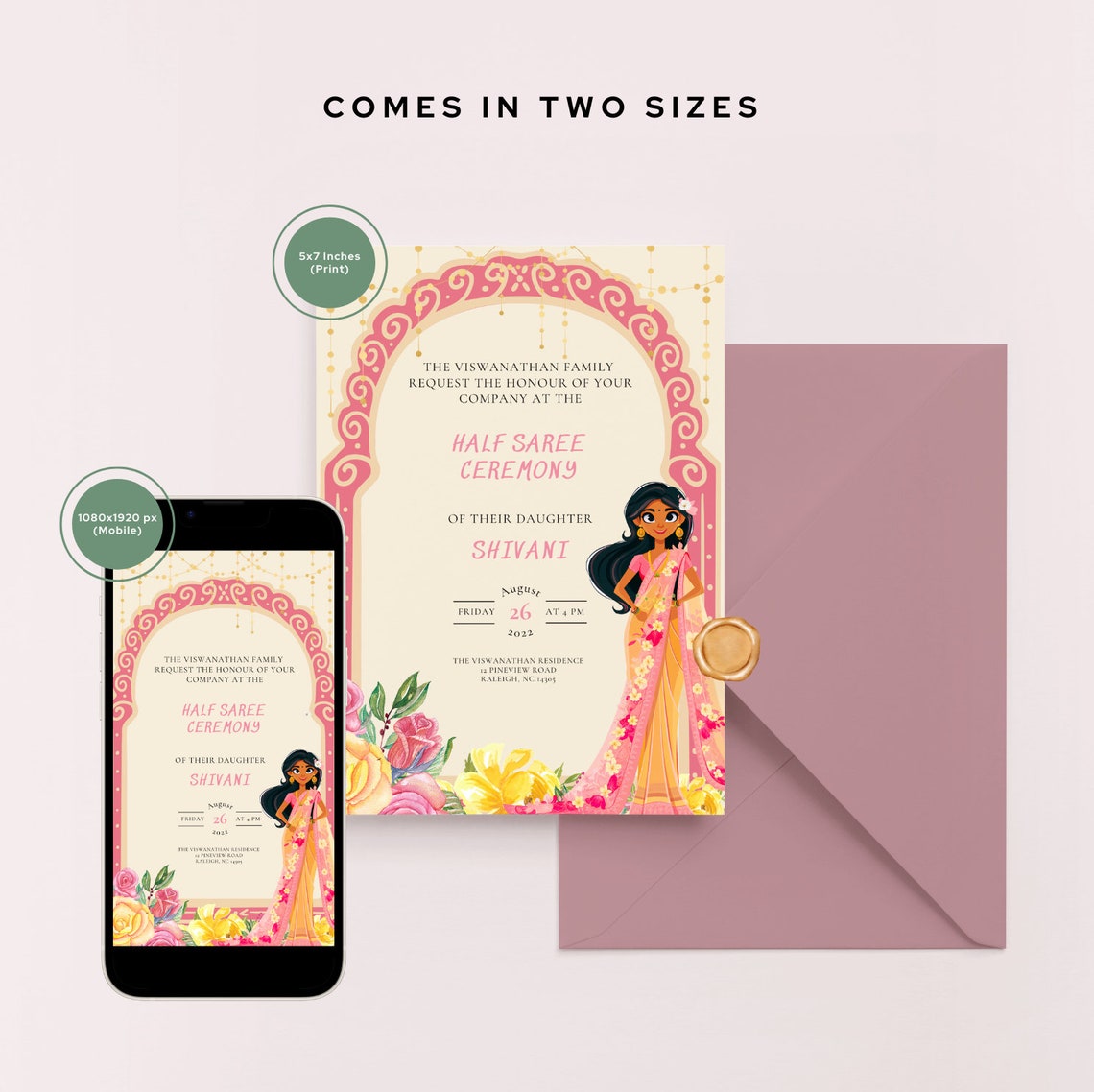 South Indian Puberty Ceremony Invitation Template, Ritu Kala Samskaram ...